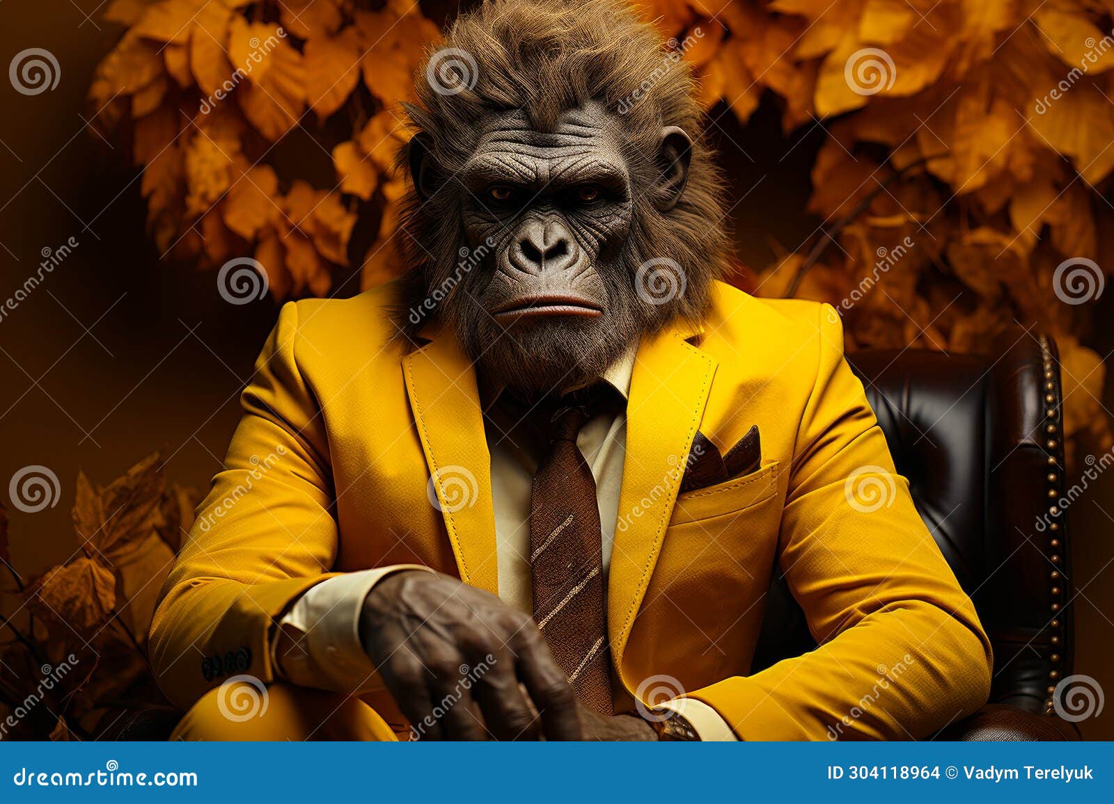 Monkey in Business Suit. an Ape Wearing Elegant Suit. Generative AI ...