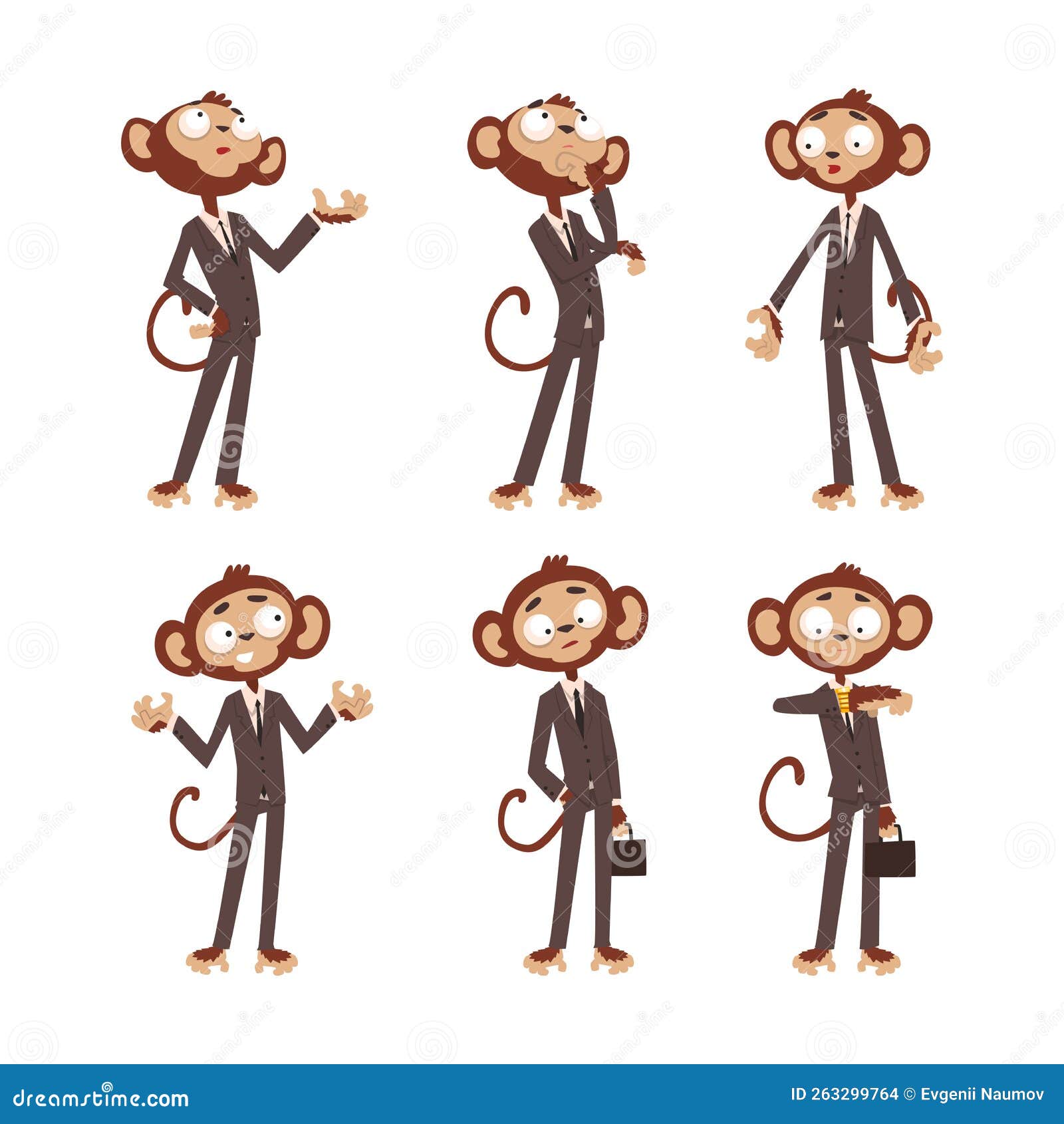 Monkey Businessman Character Standing on Two Legs and Gesturing Vector ...