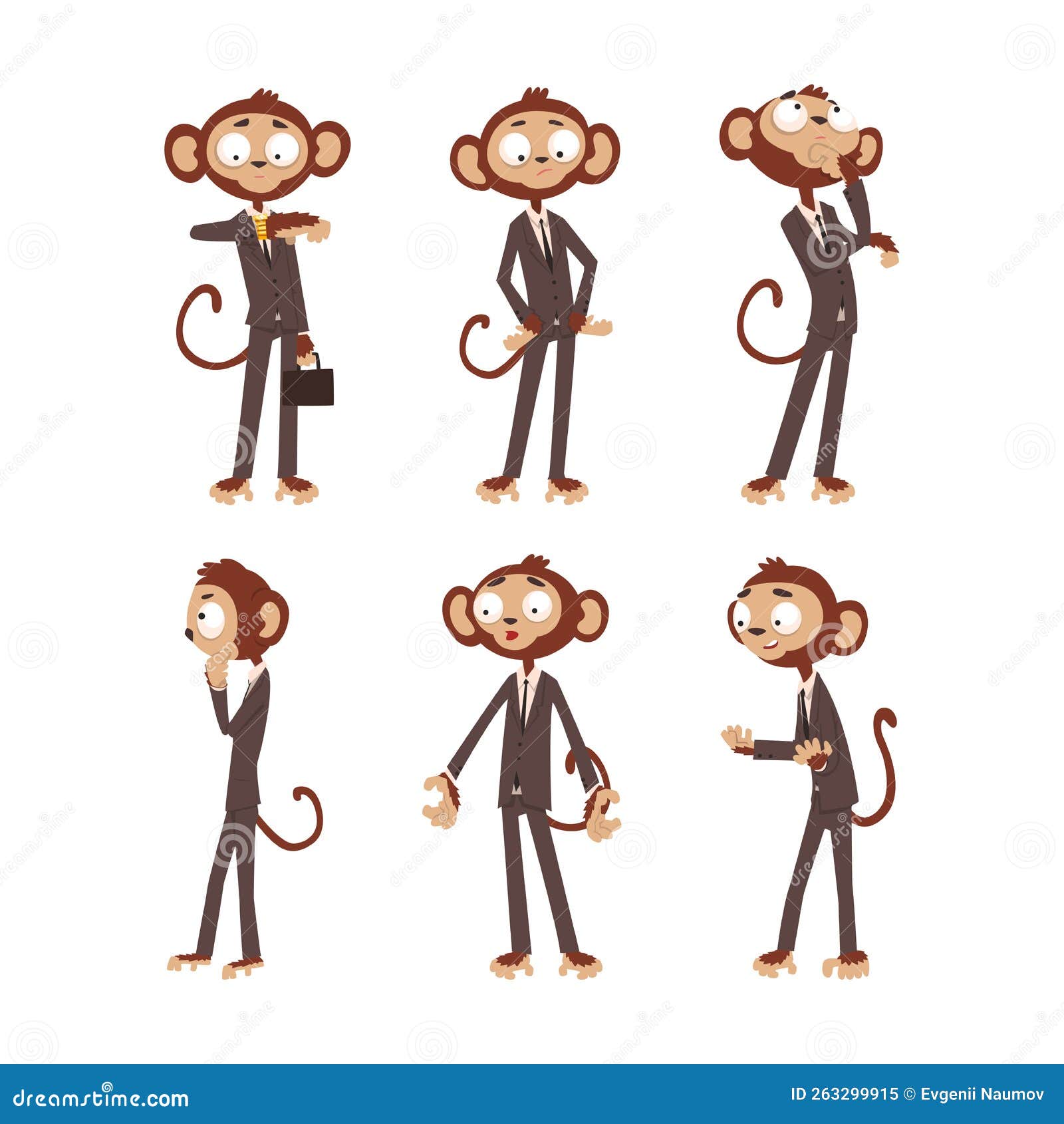 Monkey Businessman Character Standing on Two Legs and Gesturing Vector ...