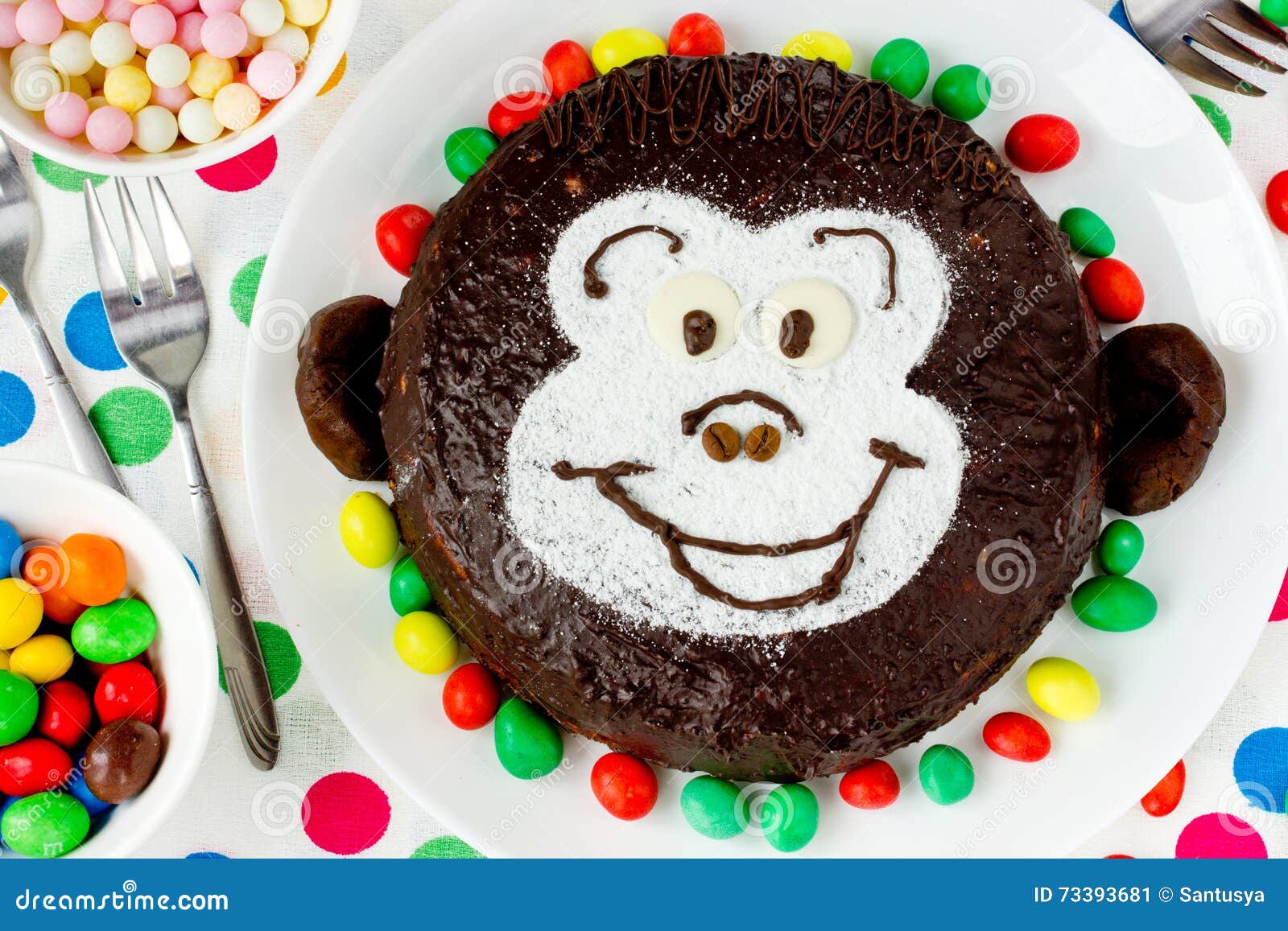 Monkey Cake stock image. Image of colorful, decoration - 73393681