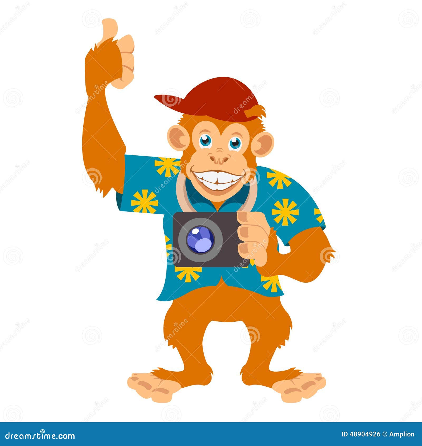 Monkey with a cam stock vector. Illustration of face - 48904926