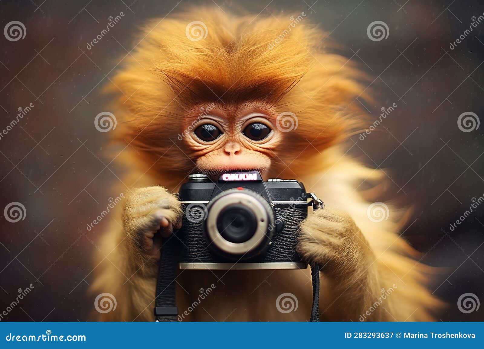 Monkey with Camera. Generative Ai Image Stock Illustration ...