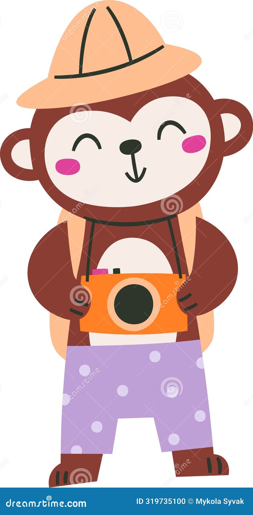 Monkey with Camera stock vector. Illustration of white - 319735100