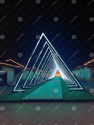 Monkey Canopy Neon Light Display Night View Stock Image - Image of blue ...