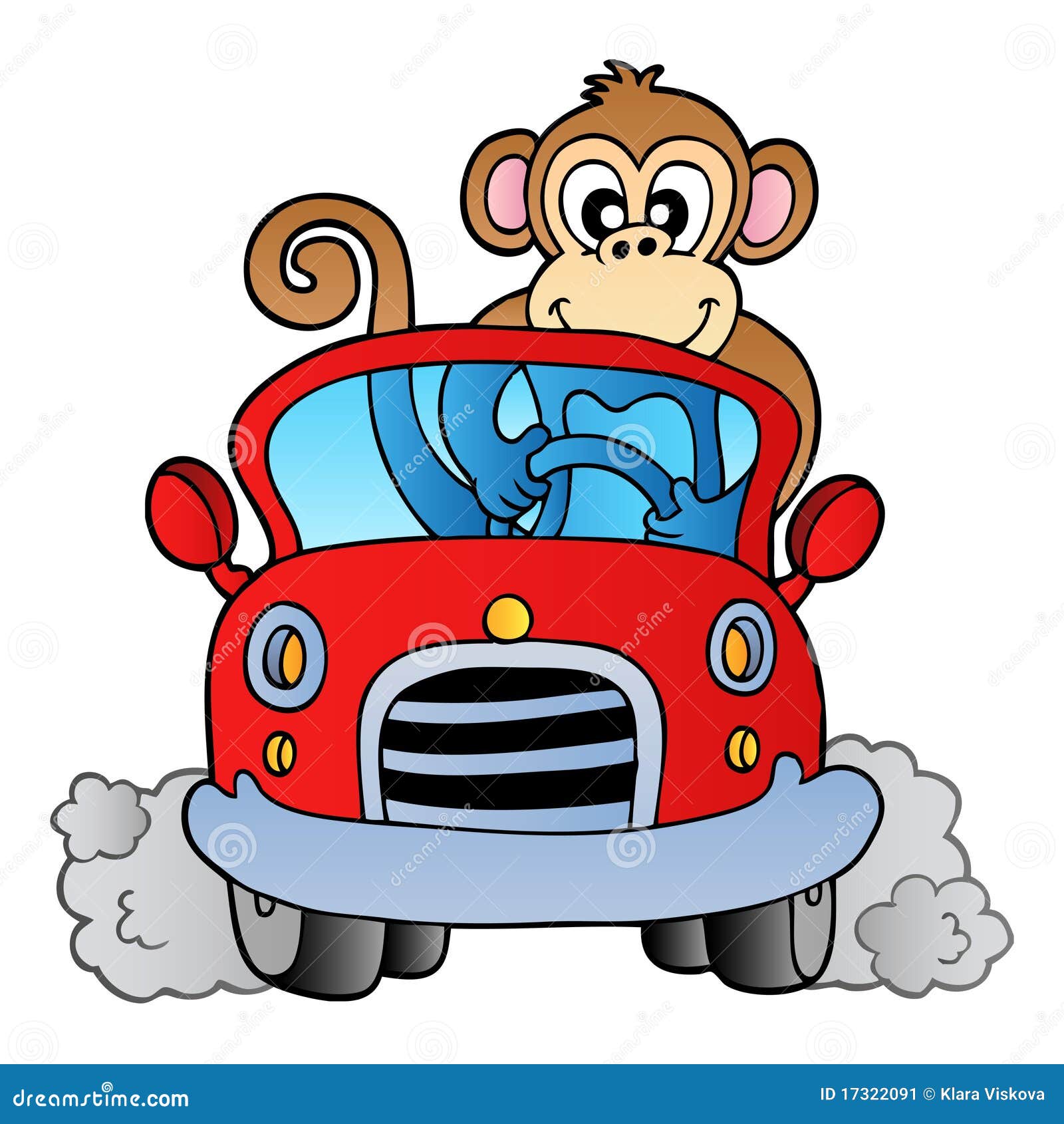Monkey in car stock vector. Illustration of design, drawing - 17322091