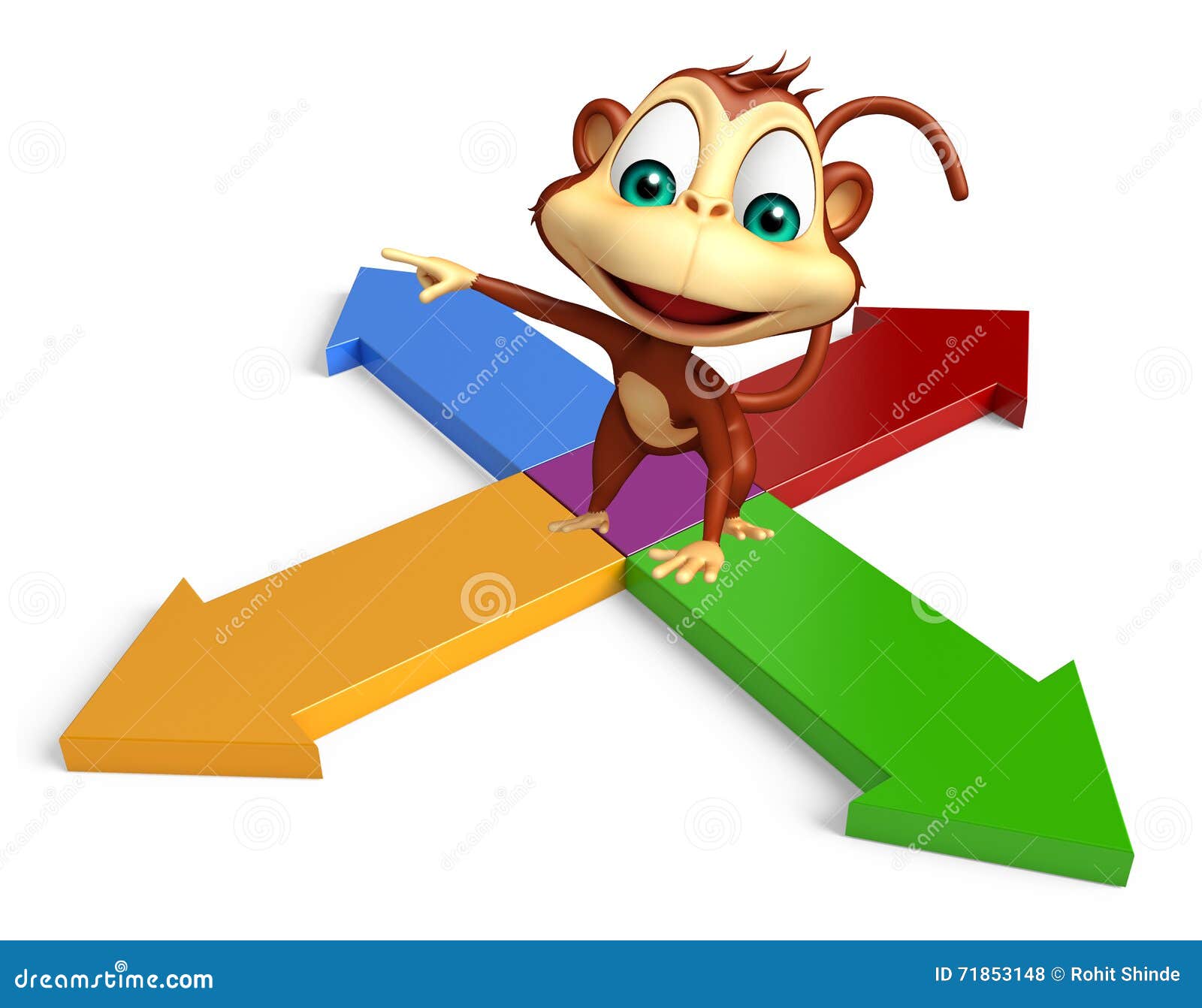 Monkey Cartoon Character with Arrow Stock Illustration - Illustration ...