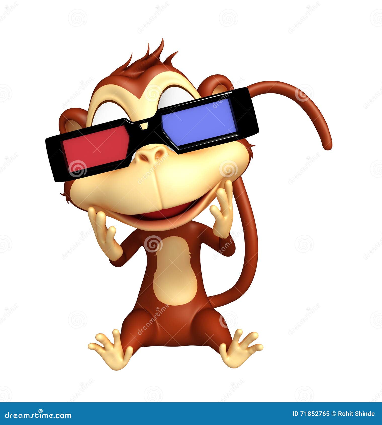 Monkey Cartoon Character with 3D Gogal Stock Illustration ...