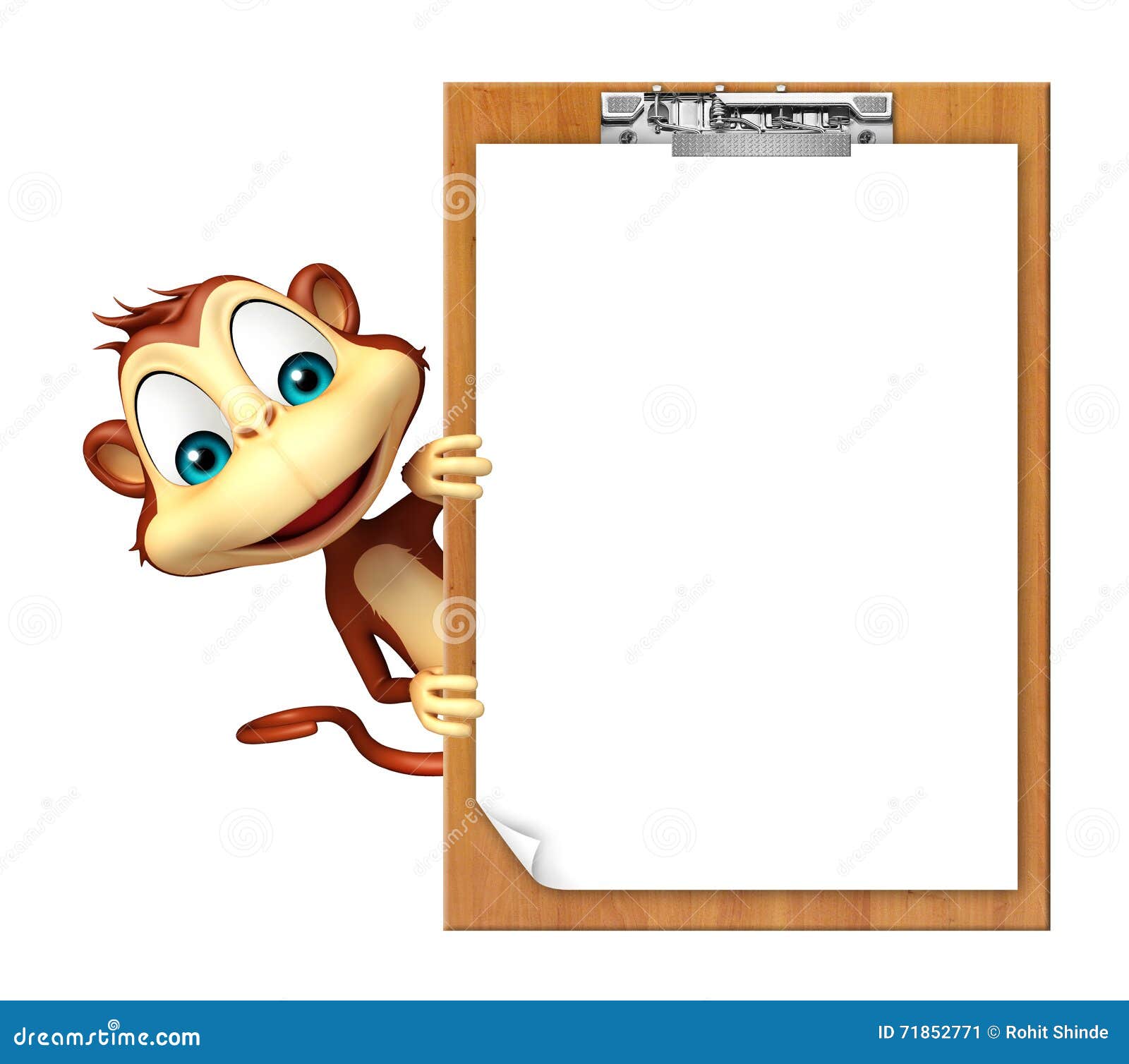 Monkey Cartoon Character with Exam Pad Stock Illustration ...