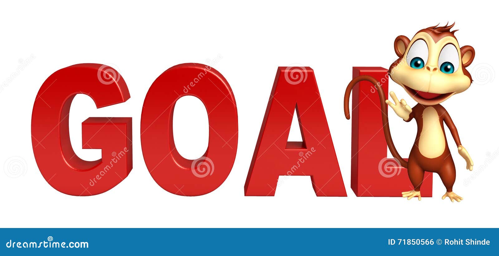 Monkey Cartoon Character with Goal Sign Stock Illustration ...