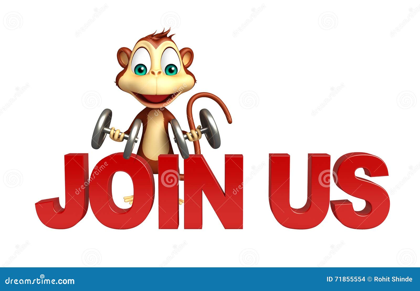 Monkey Cartoon Character with Join Us Sign Stock Illustration ...
