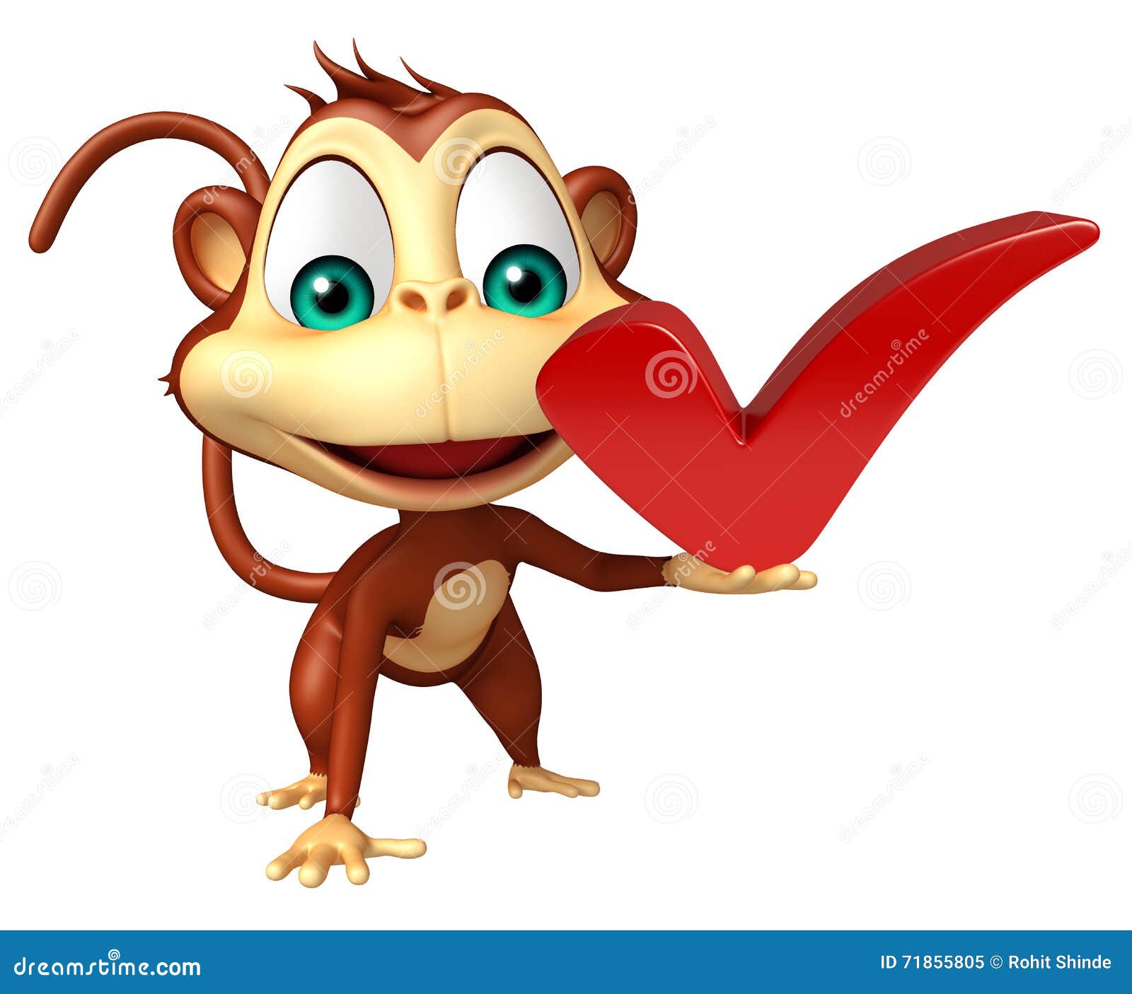 Monkey Cartoon Character with Right Sign Stock Illustration ...