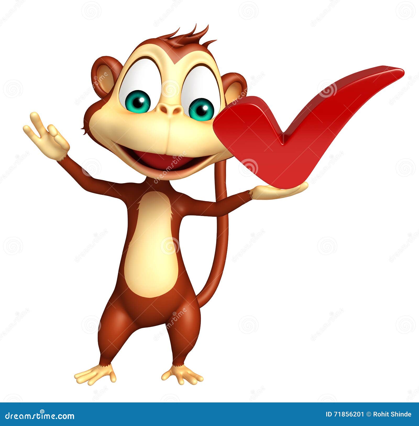 Monkey Cartoon Character with Right Sign Stock Illustration ...