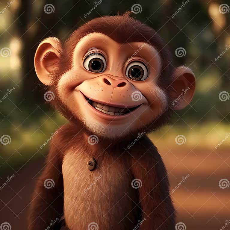 Monkey Cartoon Character with Smile Stock Illustration - Illustration ...
