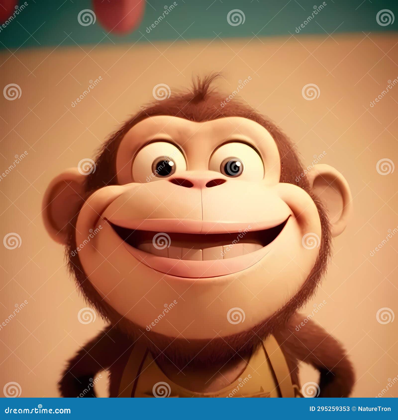 Monkey Cartoon Character with Smile Stock Illustration - Illustration ...