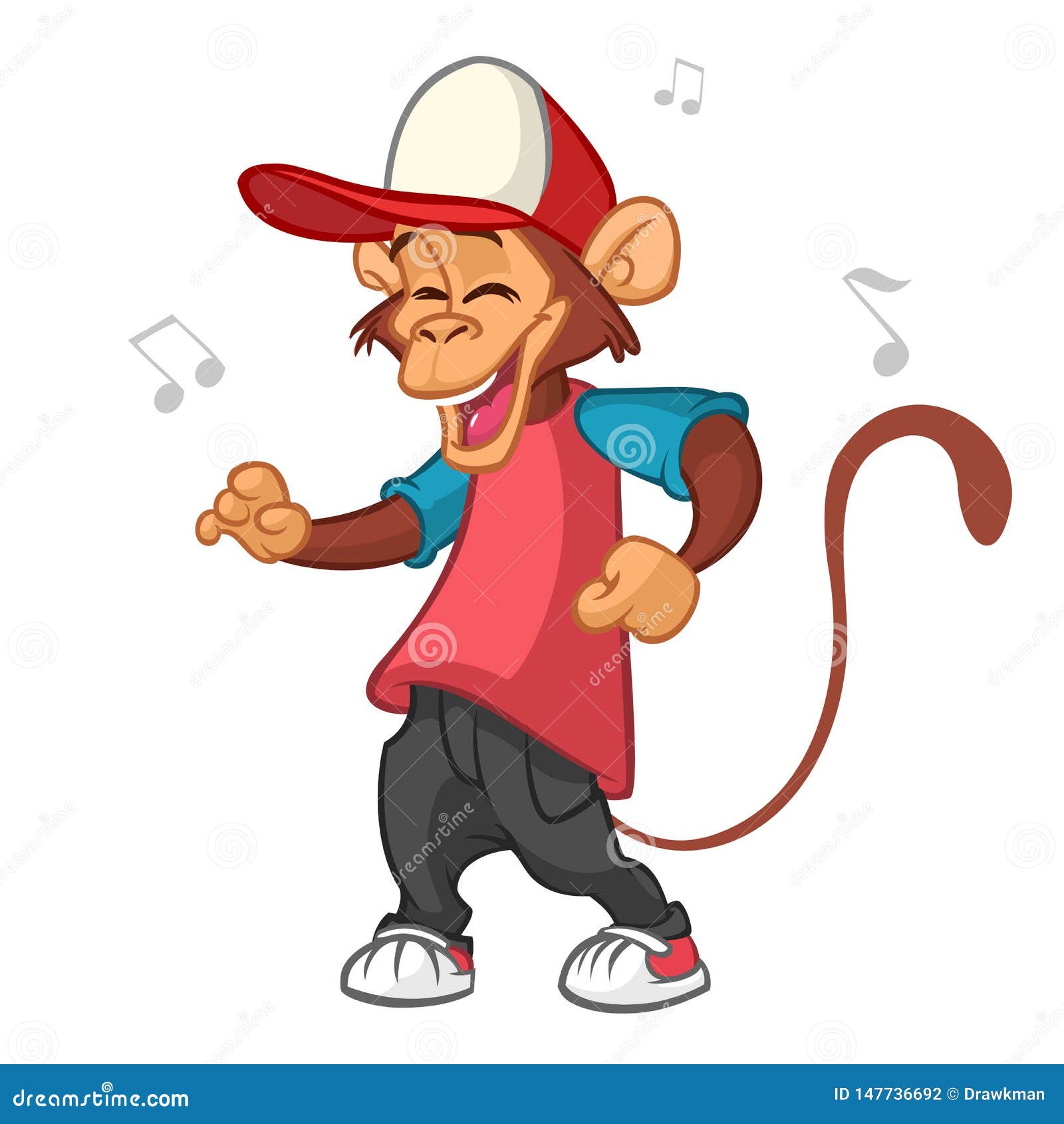 Cartoon Monkey Dancing. Vector Illustration Stock Vector - Illustration ...