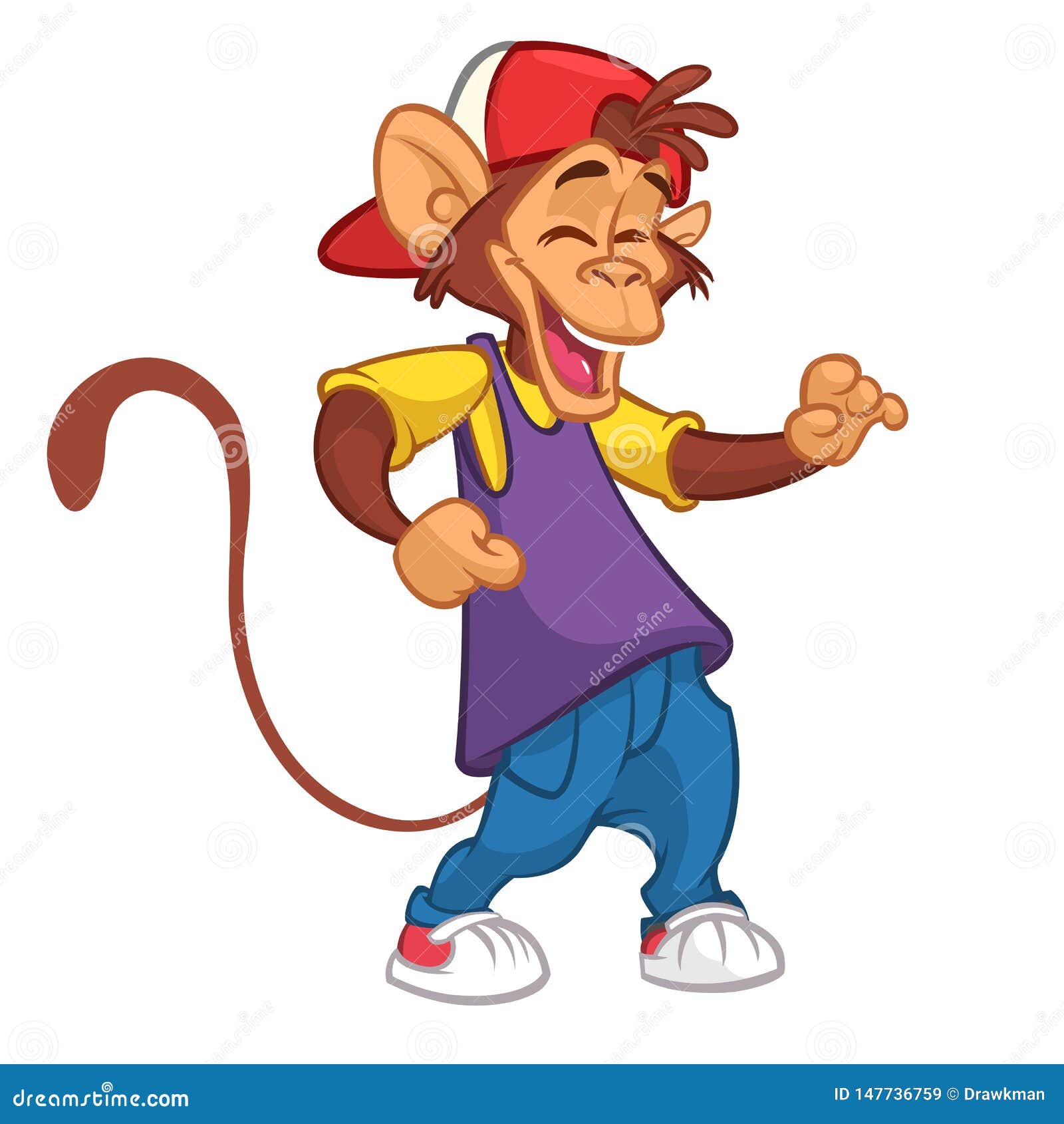 Cartoon Monkey Dancing. Vector Illustration Stock Illustration ...