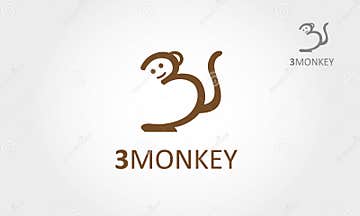 3Monkey Logo Template. stock vector. Illustration of friendly - 135635694
