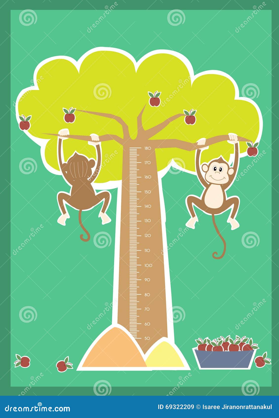 Monkey Cartoons ,Meter Wall Or Height Meter From 50 To 180 Centimeter ...