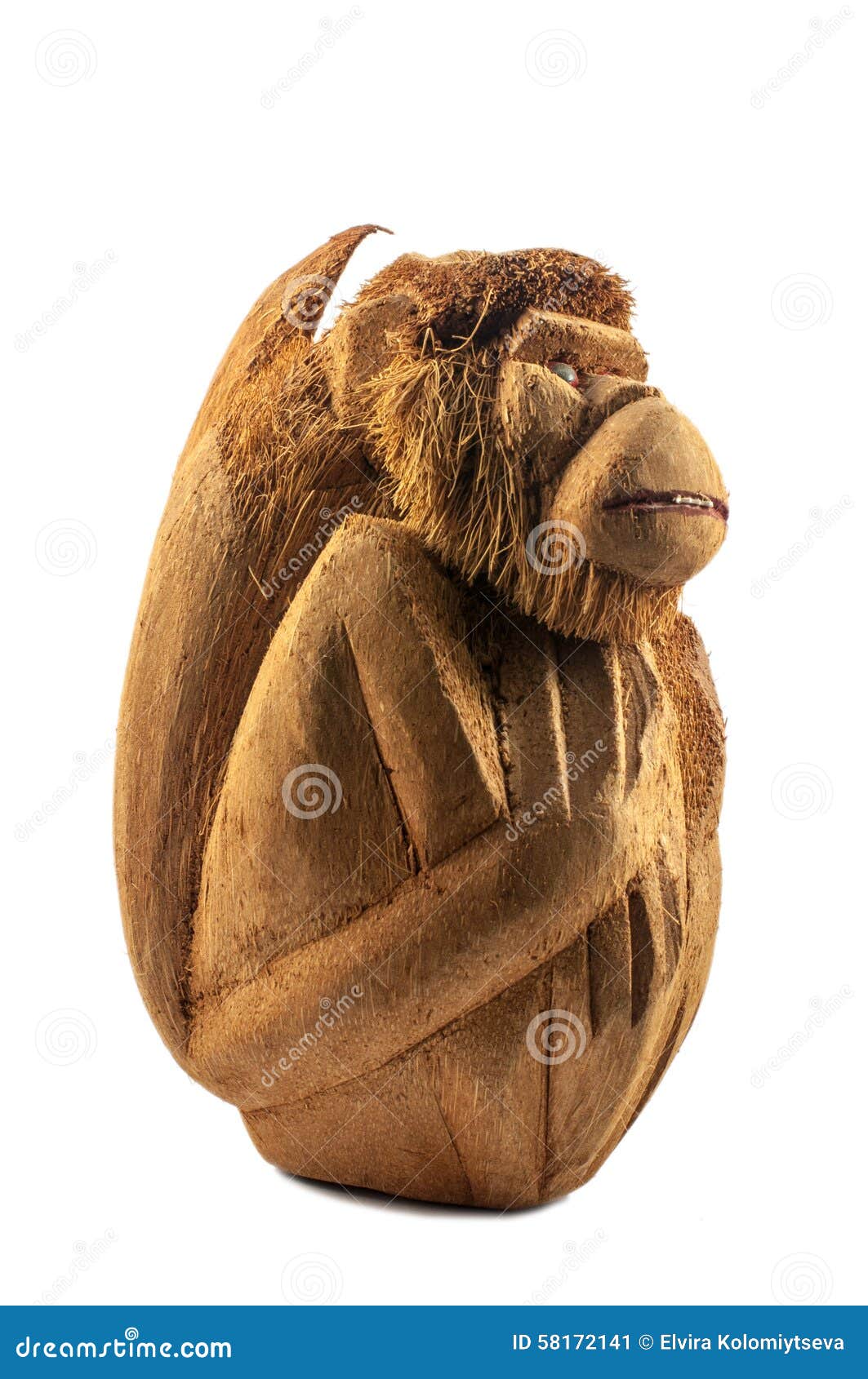 Monkey Carved from a Coconut Stock Image - Image of body, culture: 58172141
