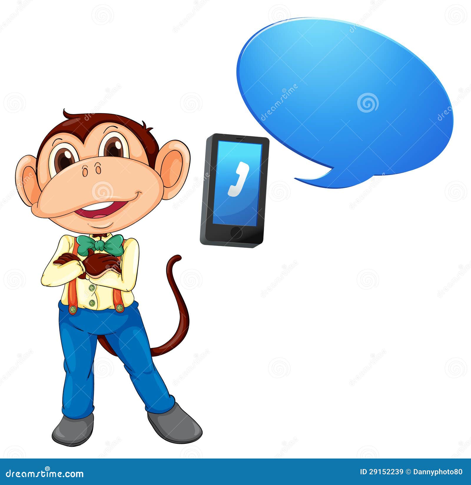 A monkey with cell phone stock illustration. Illustration of ...