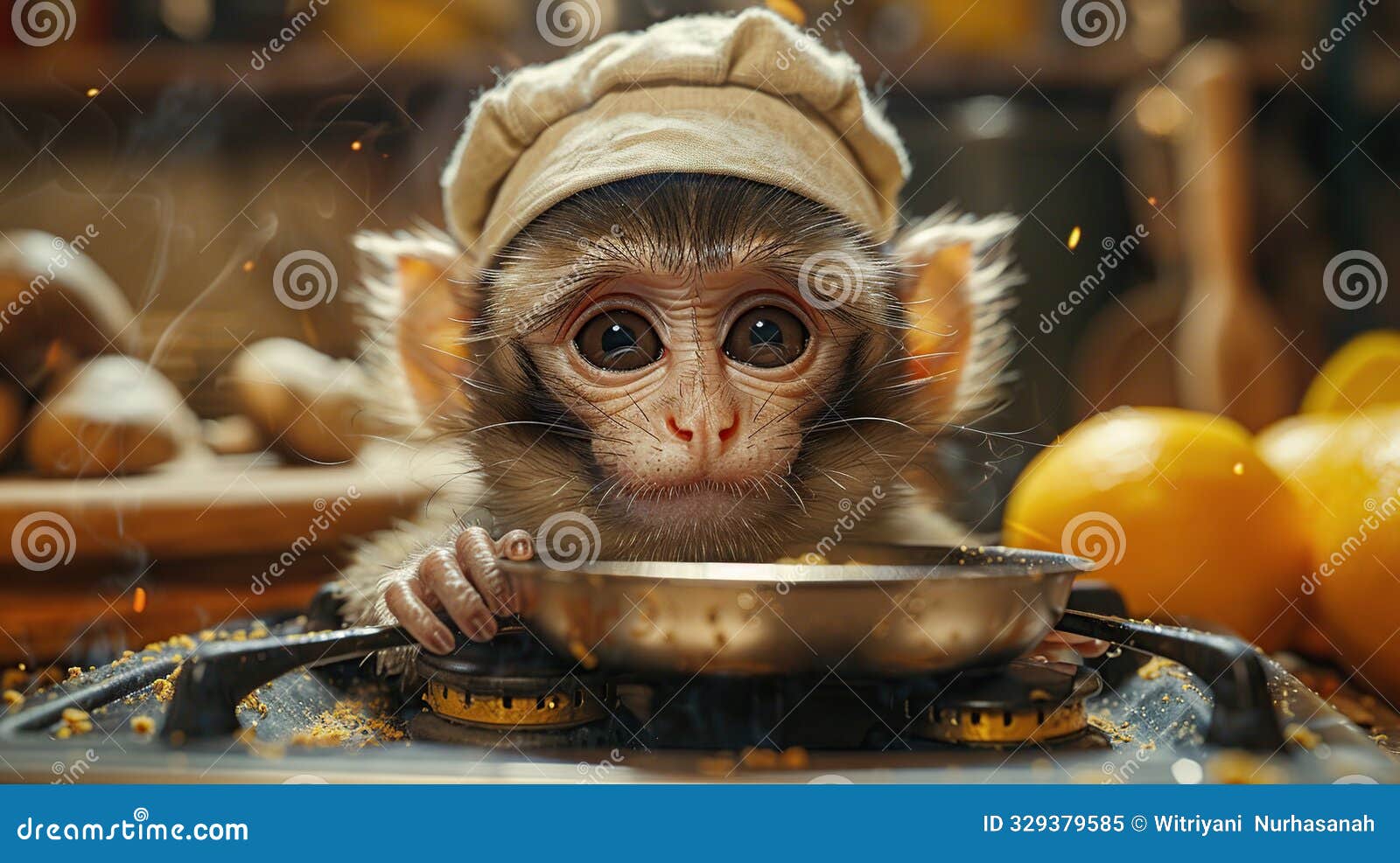 Monkey Chef Cooking stock illustration. Illustration of small - 329379585