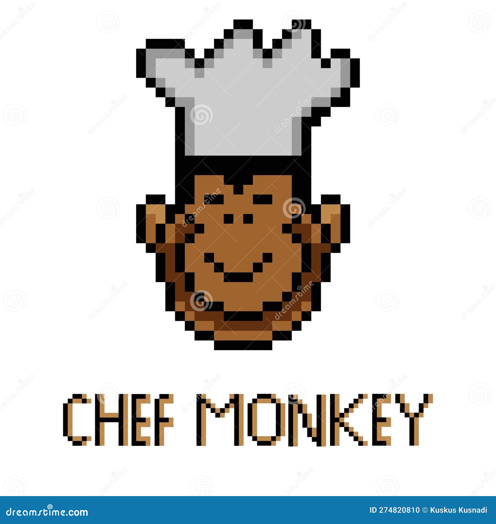 Monkey Chef With Pixel Art Cartoon Vector | CartoonDealer.com #274820813