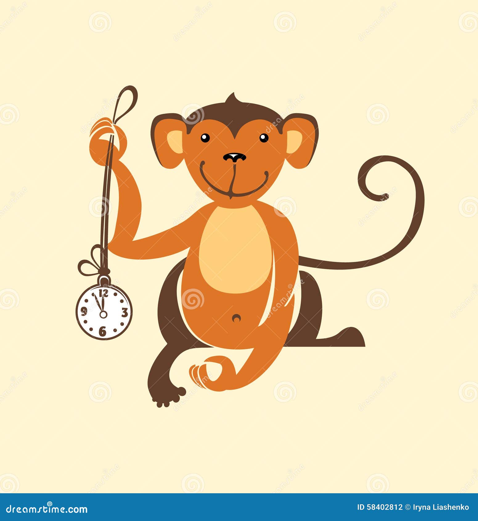 Monkey clock. stock illustration. Illustration of animal - 58402812
