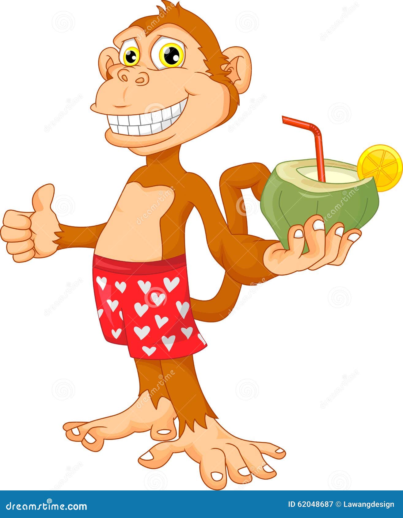 Monkey with Coconut Cartoon Stock Vector - Illustration of isolated ...