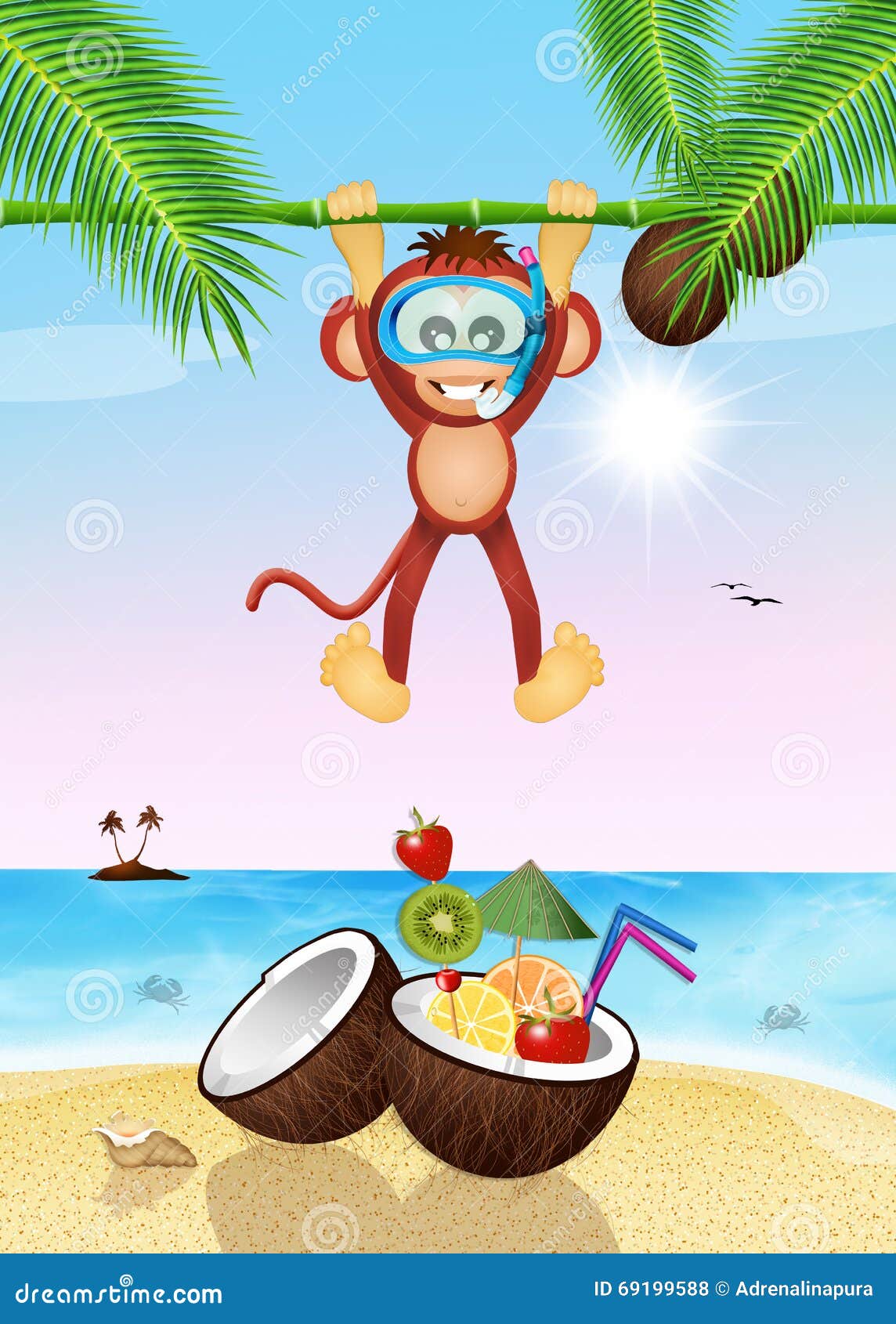 Monkey With Coconut Fruits Royalty-Free Stock Photography ...