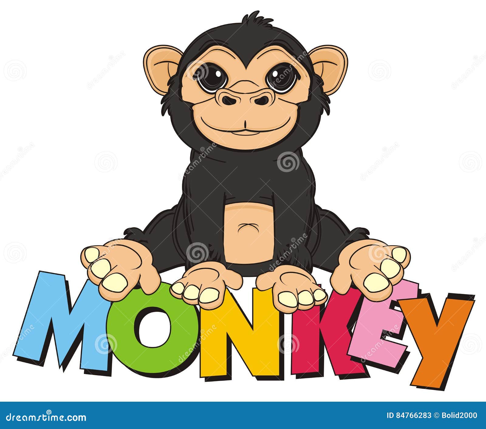 Monkey with Colored Letters Stock Illustration - Illustration of ...