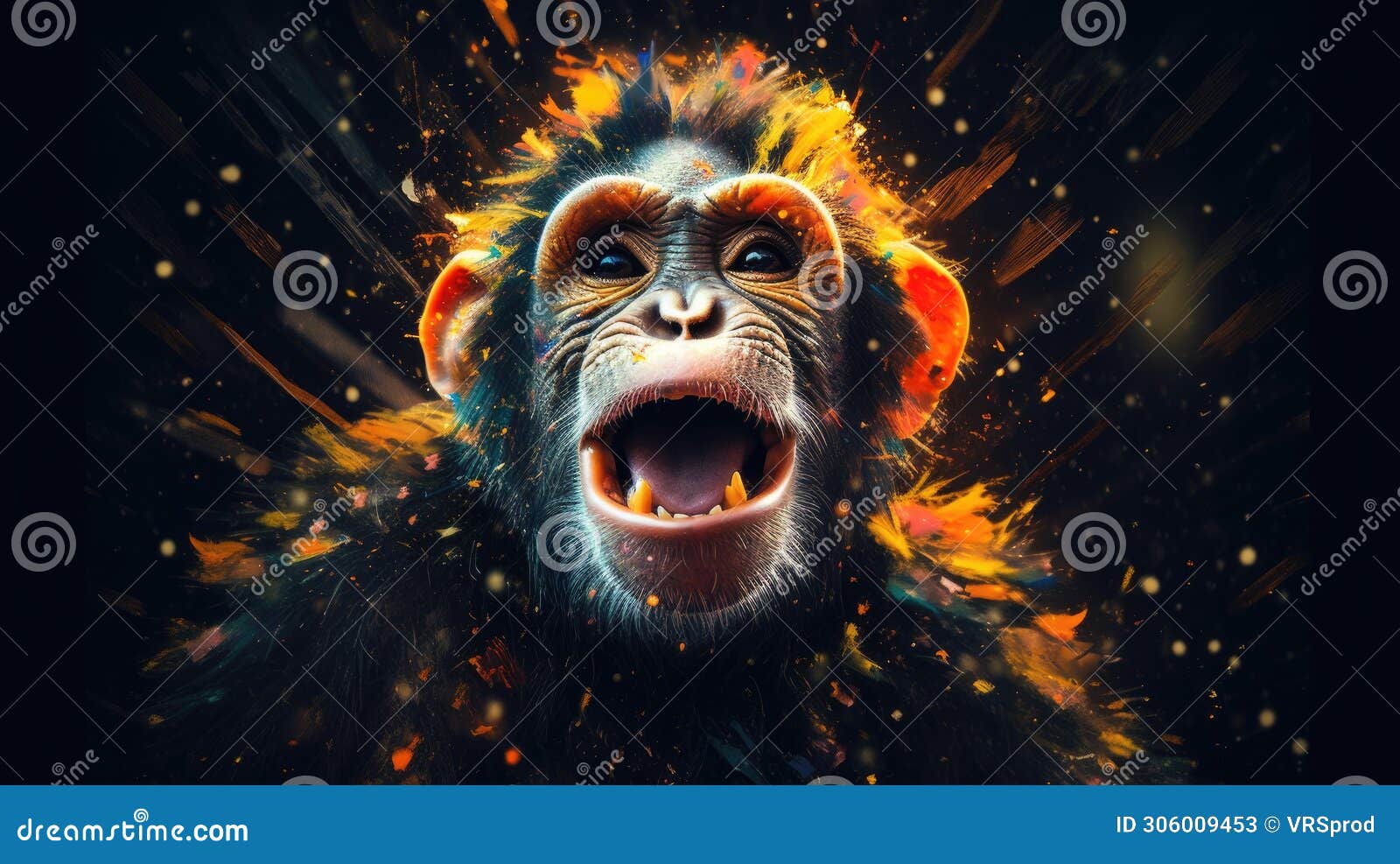 Monkey Colorful Explosion AI Generated Stock Image - Image of dynamic ...