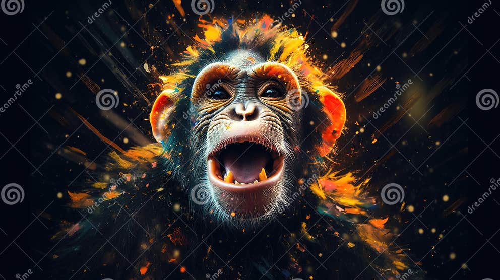 Monkey Colorful Explosion AI Generated Stock Image - Image of dynamic ...