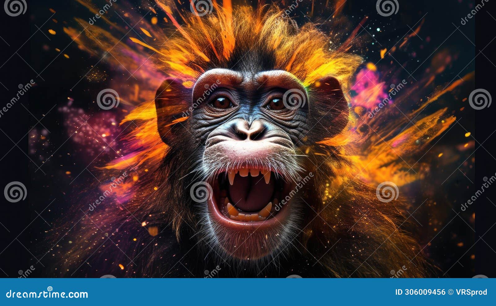 Monkey Colorful Explosion AI Generated Stock Photo - Image of animal ...
