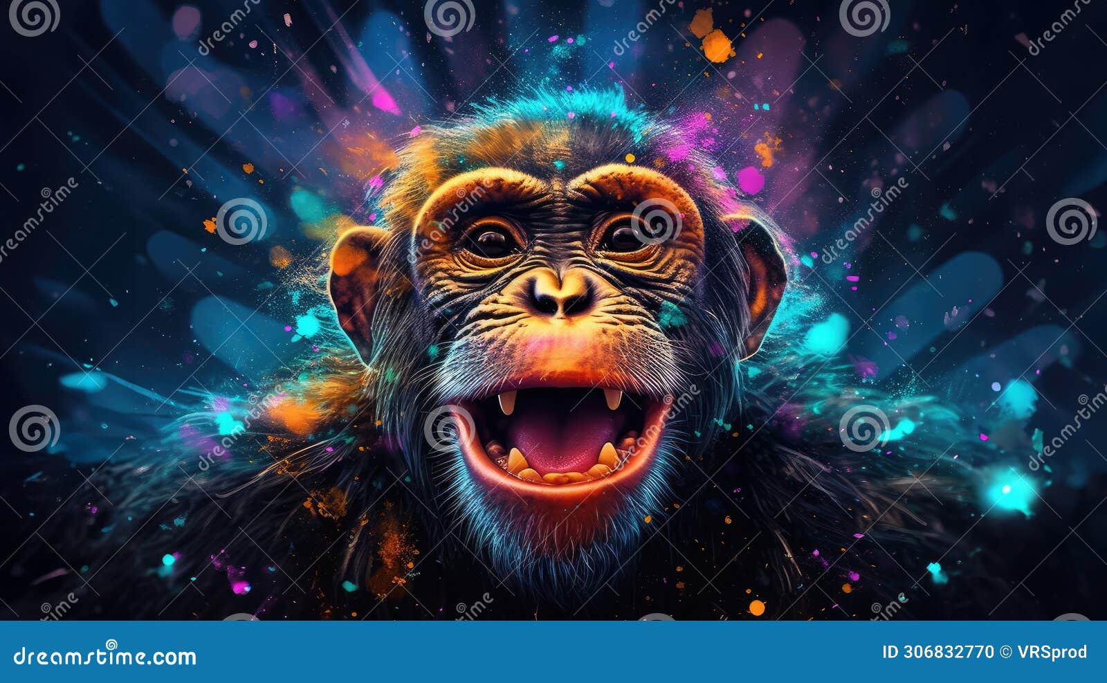 Monkey Colorful Explosion AI Generated Stock Photo - Image of imagery ...