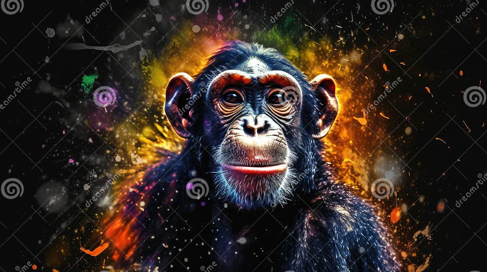 Monkey Colorful Explosion AI Generated Stock Illustration ...