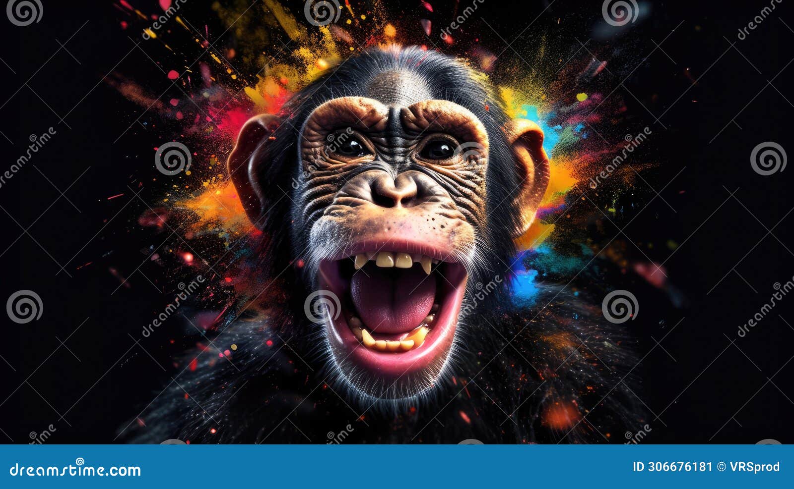 Monkey Colorful Explosion AI Generated Stock Image - Image of artistic ...