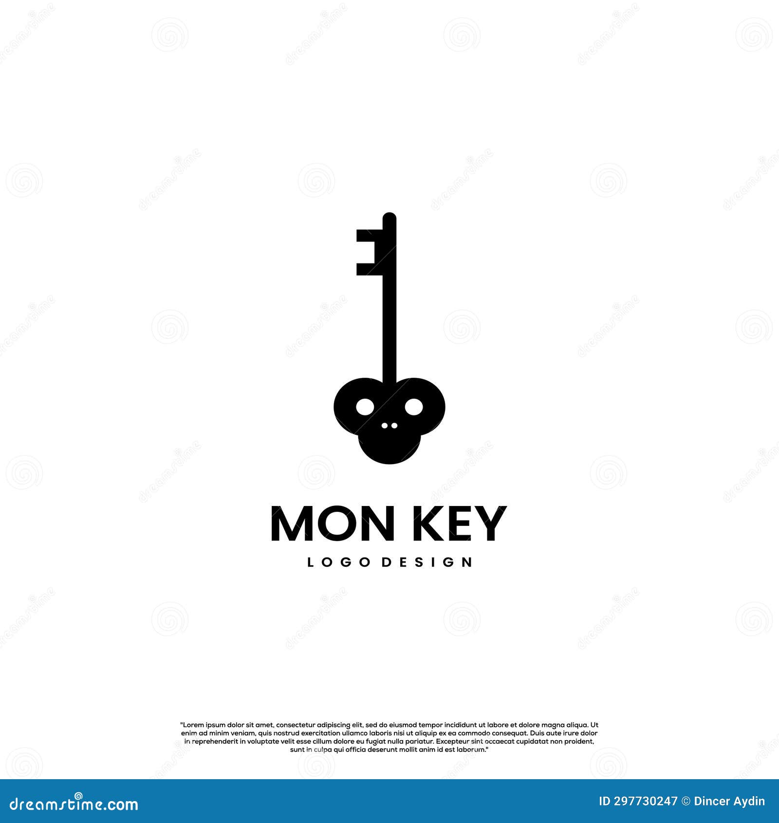 Monkey Combine with Key Logo Design Concept Stock Vector - Illustration ...