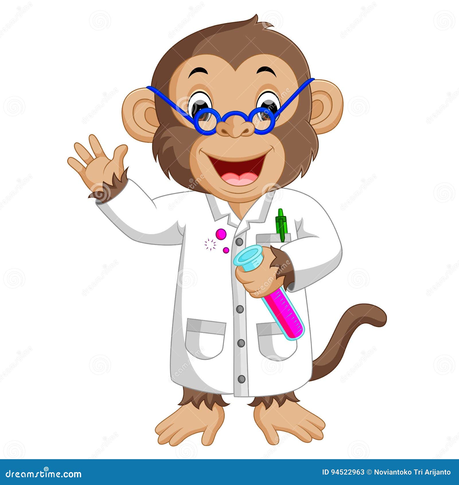 Monkey Conducting a Laboratory Experiment Stock Vector - Illustration ...