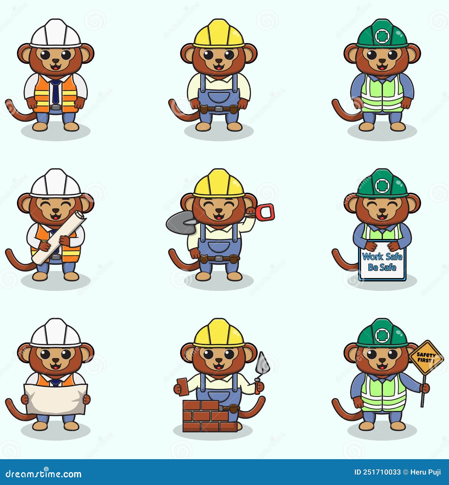 Monkey Builder Mascot Cartoon Vector Illustration | CartoonDealer.com ...