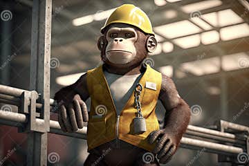 Monkey in a Construction Worker Outfit Stock Illustration ...
