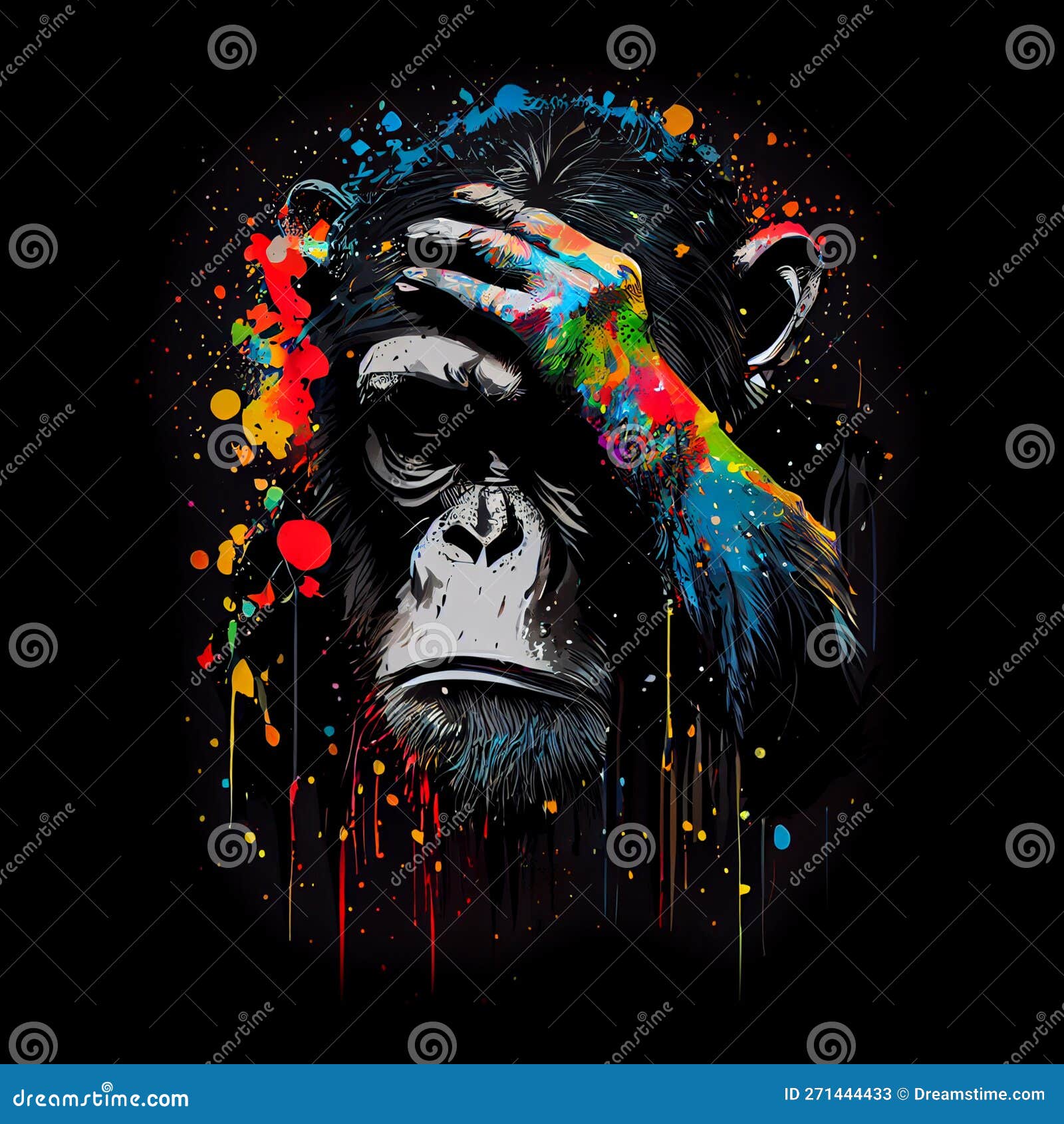 Monkey Cover Face with Palm Feels Unhappy. AI Generative Stock ...