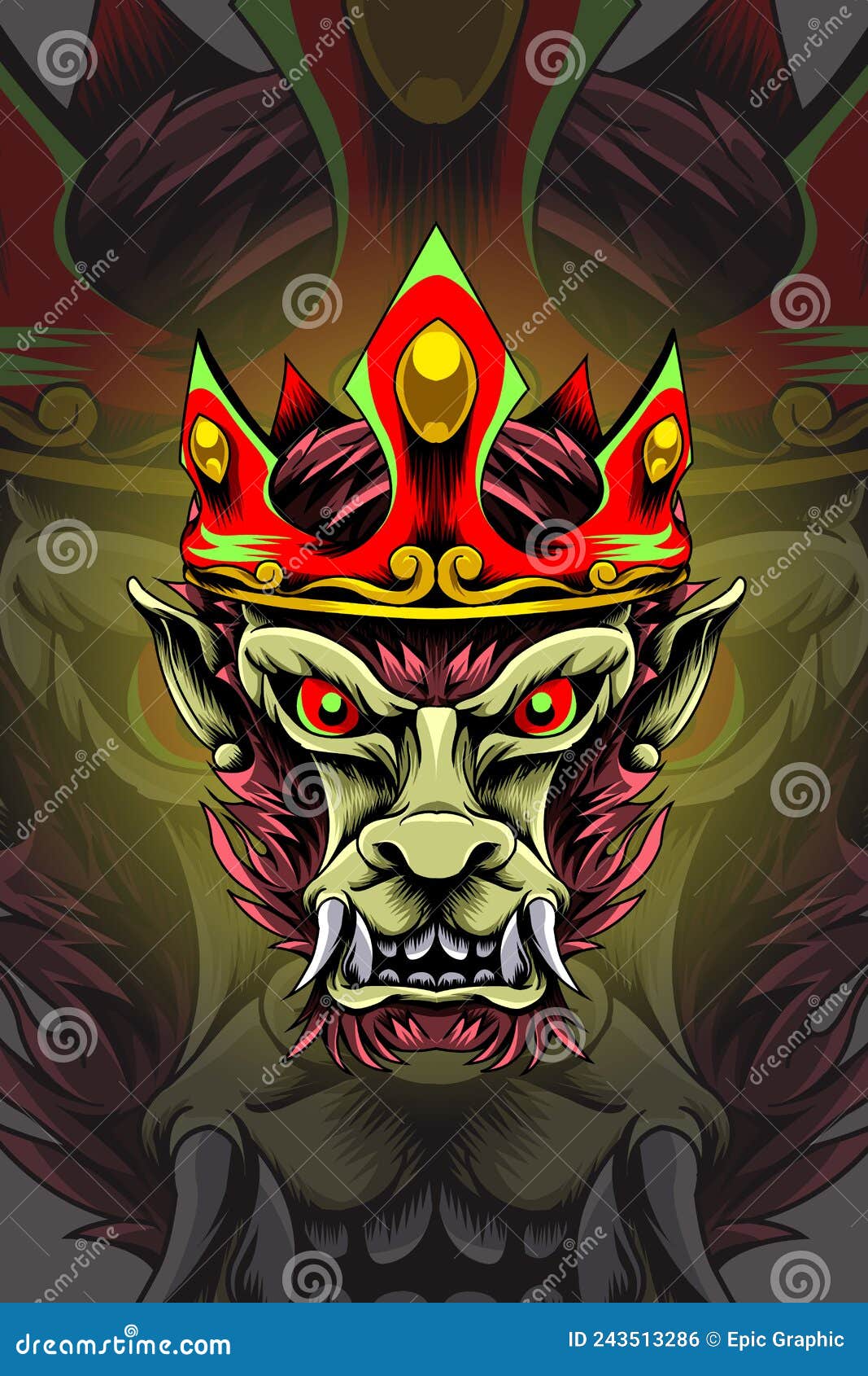 Monkey with Crown Vector Illustration Stock Vector - Illustration of ...