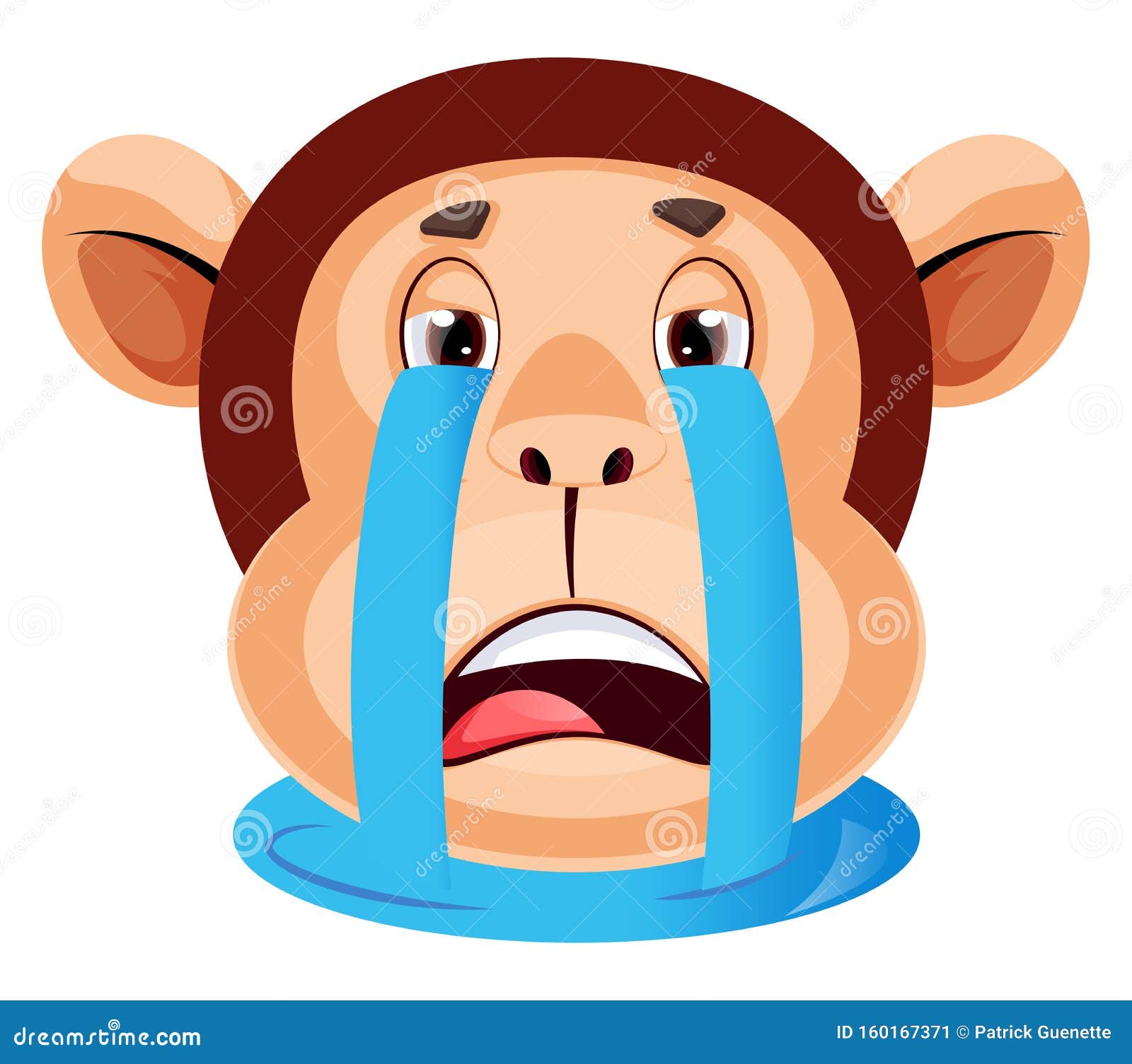 Sad Monkey Crying Out Loud, Cartoon Character. Flat Vector Illustration ...