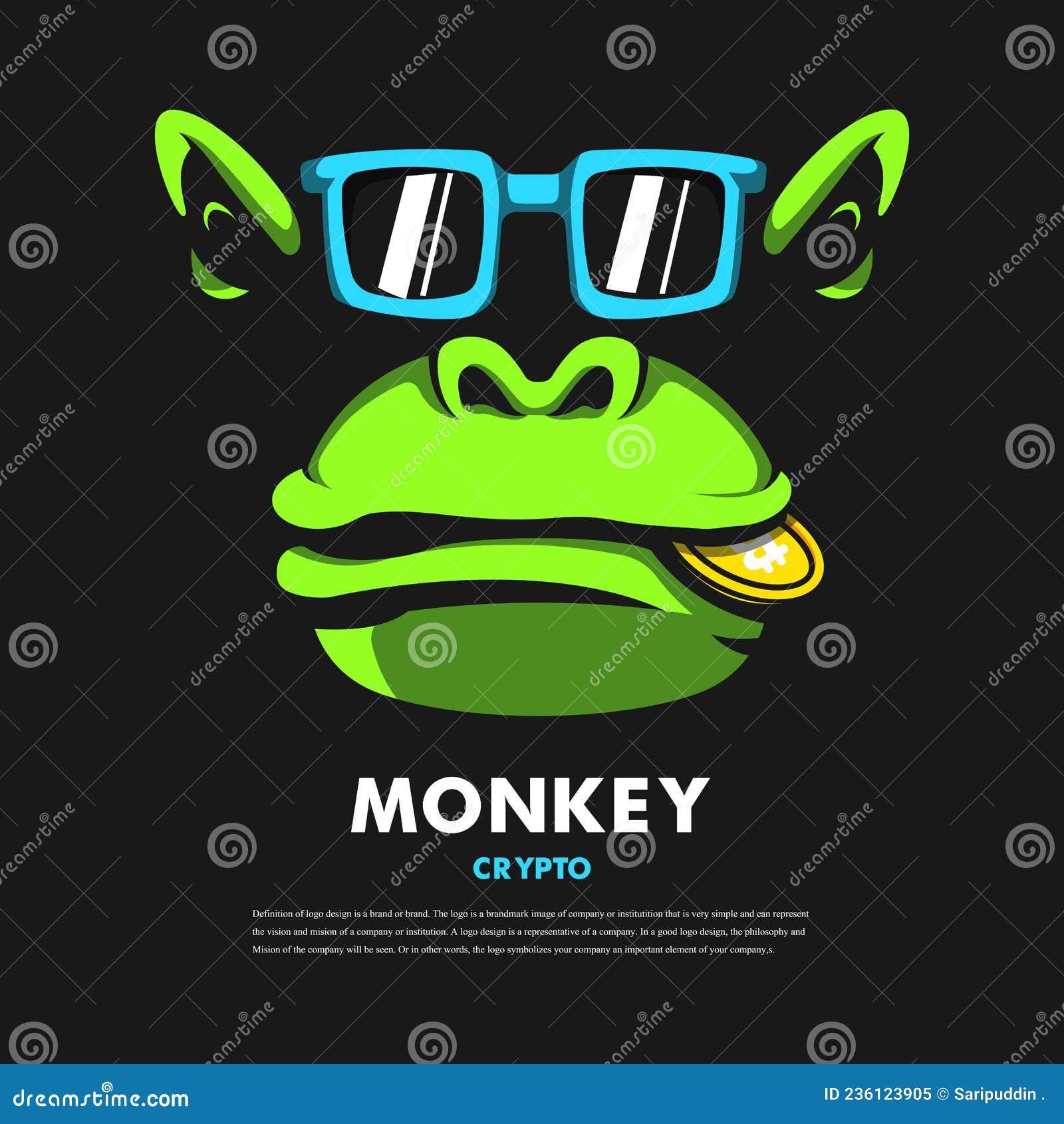 Monkey with Crypto Currency Stock Vector - Illustration of icon ...