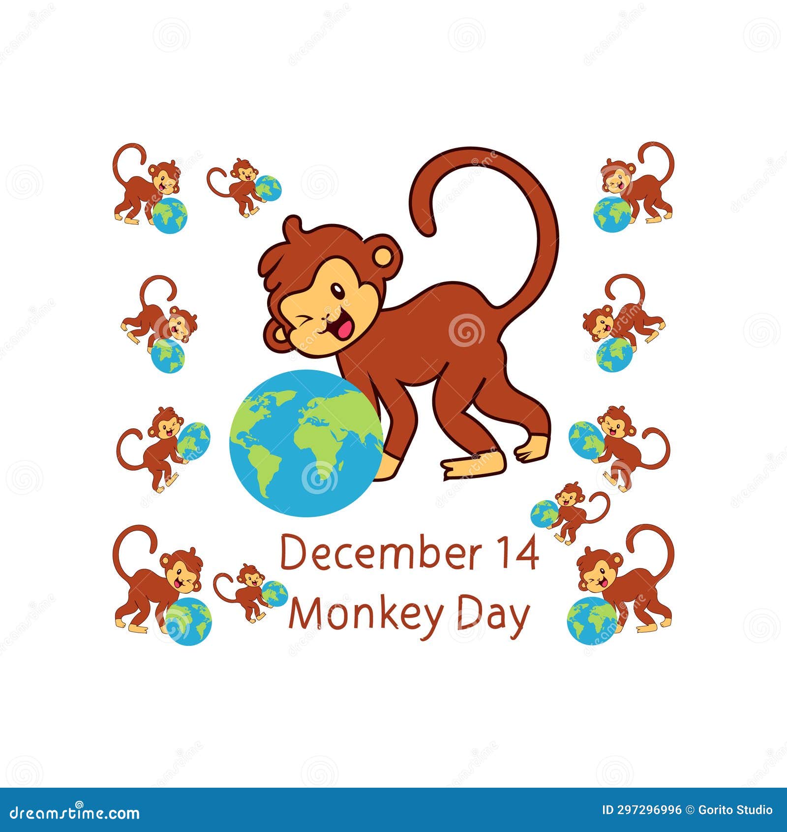 Monkey Day is Celebrated Every Year on 14 December Vector Stock ...