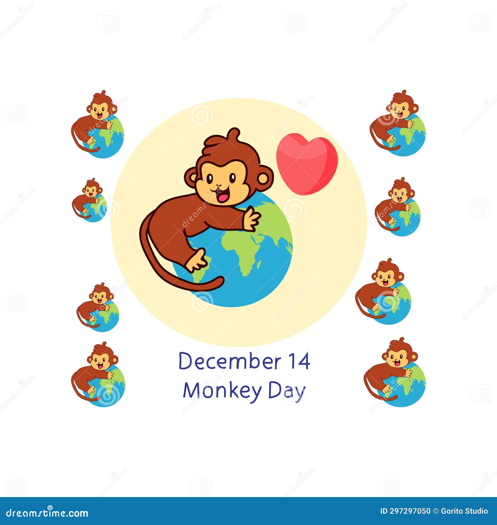 Monkey Day is Celebrated Every Year on 14 December Vector Stock Vector ...