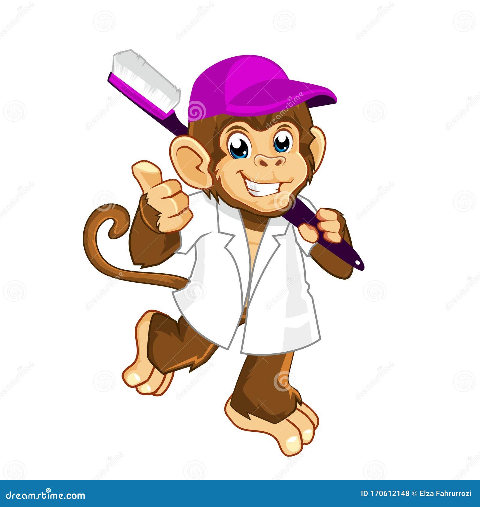 Monkey Dentist with Cute Cartoon Vector Stock Vector - Illustration of ...
