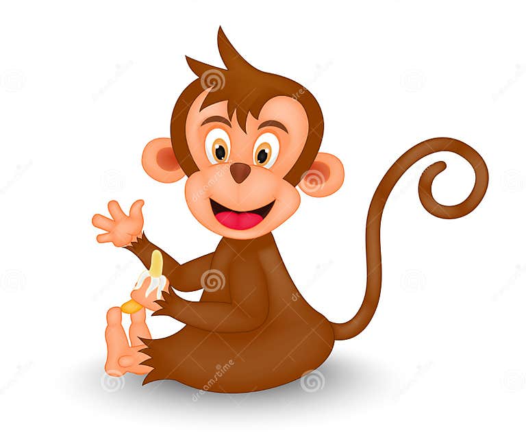 Monkey desenhos animados ilustração do vetor. Ilustração de selvagem ...