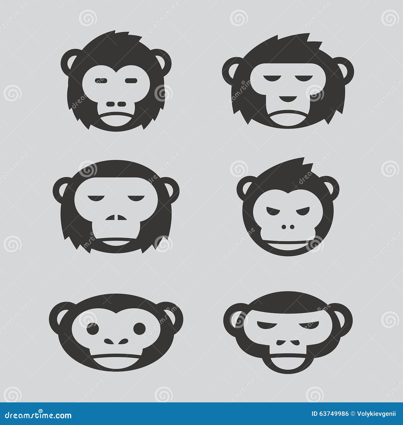 Monkey design set stock vector. Illustration of mascot - 63749986