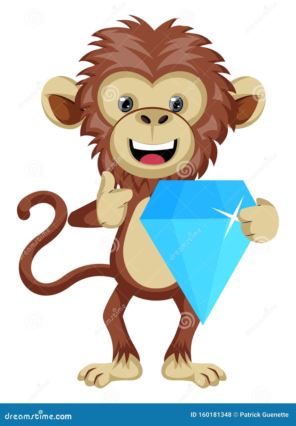 Monkey with Diamond, Illustration, Vector Stock Vector - Illustration ...